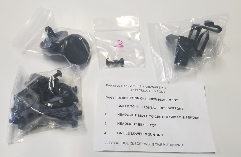 70 Plymouth B-Body Roadrunner Satellite GTX Grille Fastener Kit ...